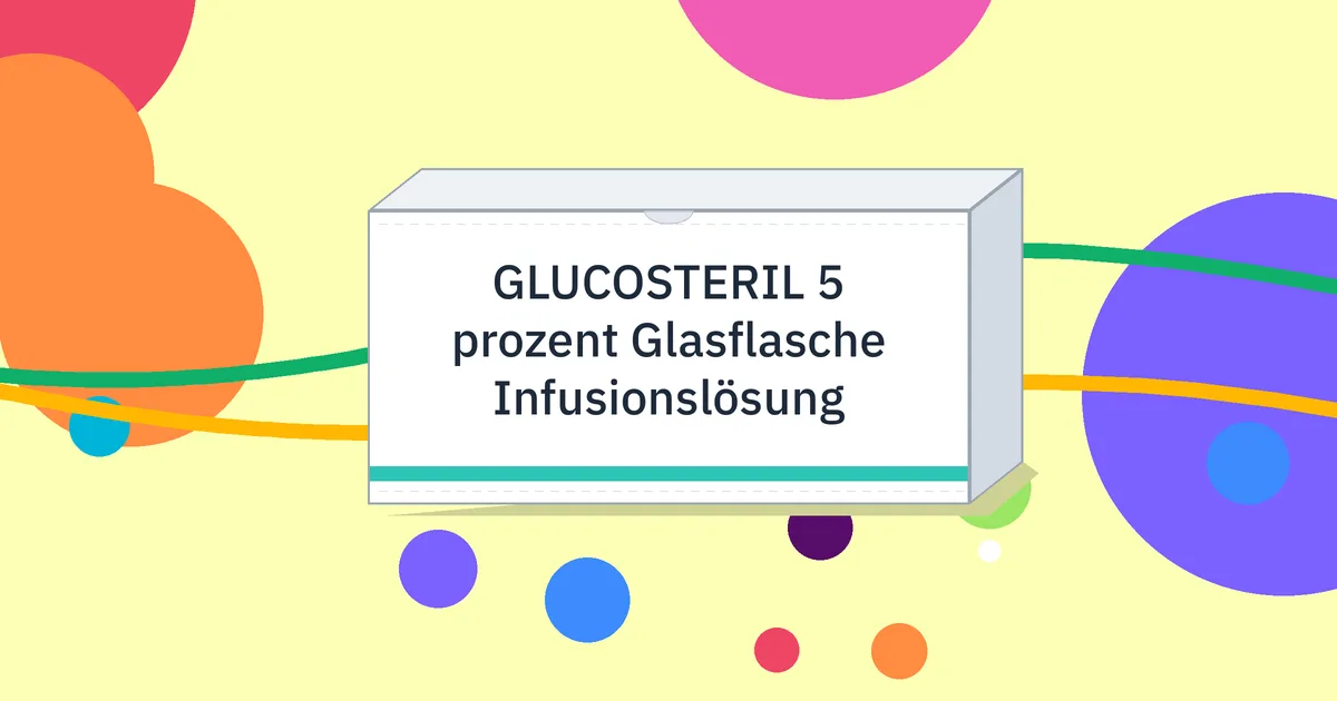 Symbolbild: Packung mit der Aufschrift GLUCOSTERIL 5 prozent Glasflasche Infusionslösung (PZN 00424585) – Verfügbarkeit und Bezug in Apotheken in Frankfurt am Main