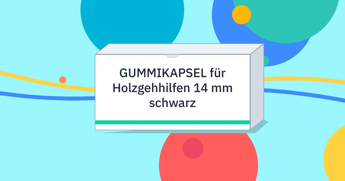 Symbolbild: Packung mit der Aufschrift GUMMIKAPSEL für Holzgehhilfen 14 mm schwarz (PZN 14213596) – Verfügbarkeit und Bezug in Apotheken in Frankfurt am Main