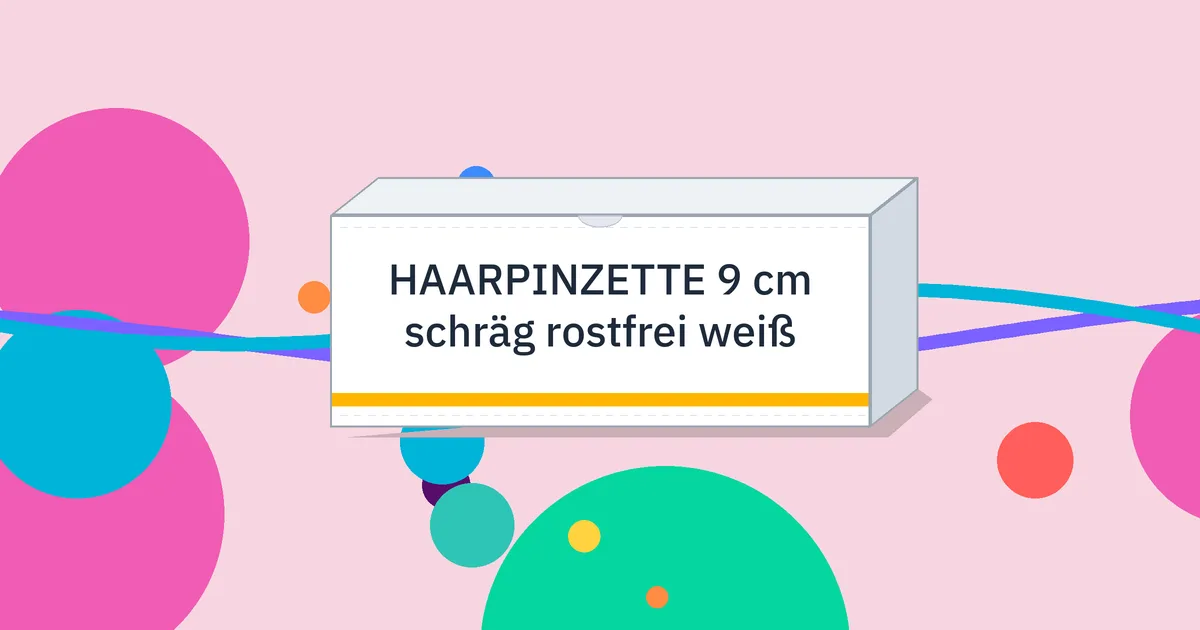 Symbolbild: Packung mit der Aufschrift HAARPINZETTE 9 cm schräg rostfrei weiß (PZN 17287796) – Verfügbarkeit und Bezug in Apotheken in Frankfurt am Main