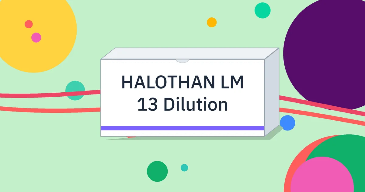 Symbolbild: Packung mit der Aufschrift HALOTHAN LM 13 Dilution (PZN 12883996) – Verfügbarkeit und Bezug in Apotheken in Frankfurt am Main