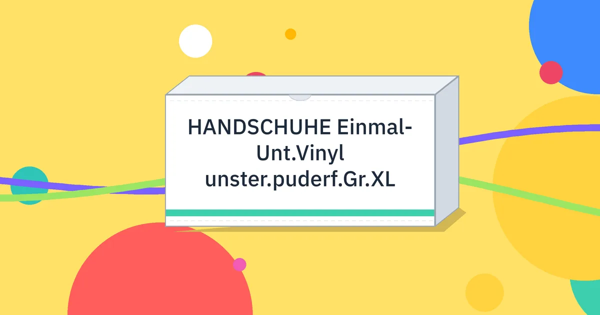 Symbolbild: Packung mit der Aufschrift HANDSCHUHE Einmal-Unt.Vinyl unster.puderf.Gr.XL (PZN 09671316) – Verfügbarkeit und Bezug in Apotheken in Frankfurt am Main