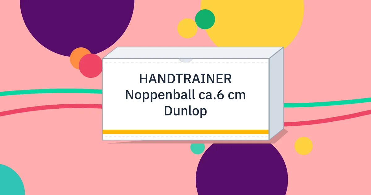 Symbolbild: Packung mit der Aufschrift HANDTRAINER Noppenball ca.6 cm Dunlop (PZN 16500710) – Verfügbarkeit und Bezug in Apotheken in Frankfurt am Main