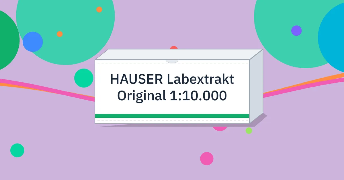 Symbolbild: Packung mit der Aufschrift HAUSER Labextrakt Original 1:10.000 (PZN 00451777) – Verfügbarkeit und Bezug in Apotheken in Frankfurt am Main