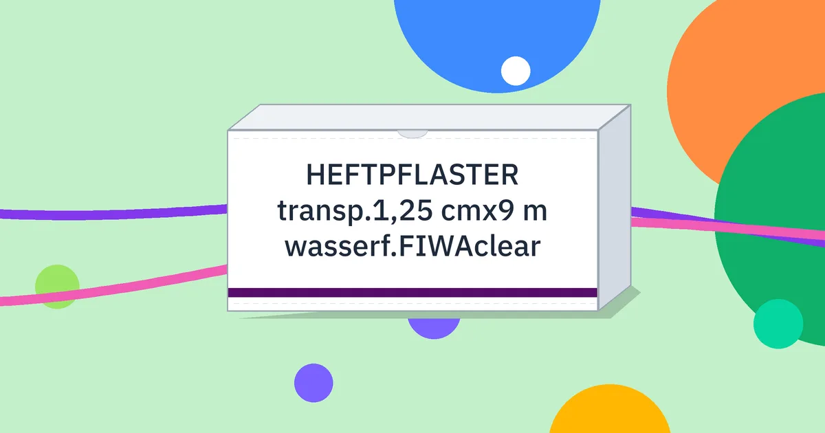 Symbolbild: Packung mit der Aufschrift HEFTPFLASTER transp.1,25 cmx9 m wasserf.FIWAclear (PZN 12393074) – Verfügbarkeit und Bezug in Apotheken in Frankfurt am Main