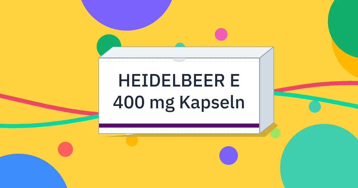 Symbolbild: Packung mit der Aufschrift HEIDELBEER E 400 mg Kapseln (PZN 09786580) – Verfügbarkeit und Bezug in Apotheken in Frankfurt am Main