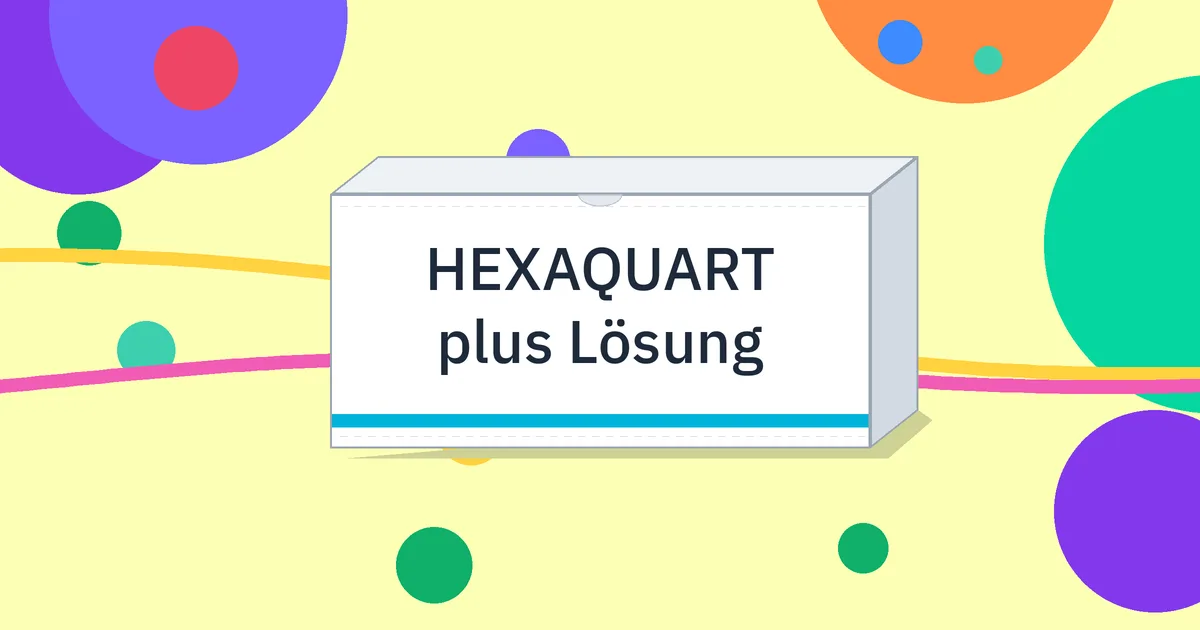Symbolbild: Packung mit der Aufschrift HEXAQUART plus Lösung (PZN 08504906) – Verfügbarkeit und Bezug in Apotheken in Frankfurt am Main