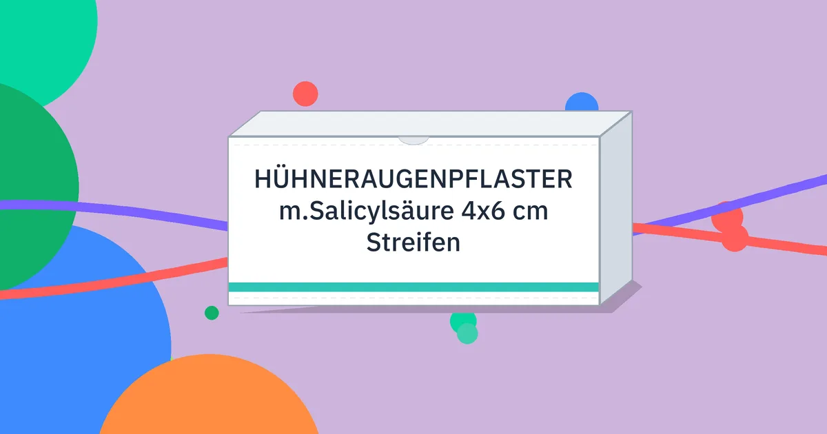 Symbolbild: Packung mit der Aufschrift HÜHNERAUGENPFLASTER m.Salicylsäure 4x6 cm Streifen (PZN 11025233) – Verfügbarkeit und Bezug in Apotheken in Frankfurt am Main