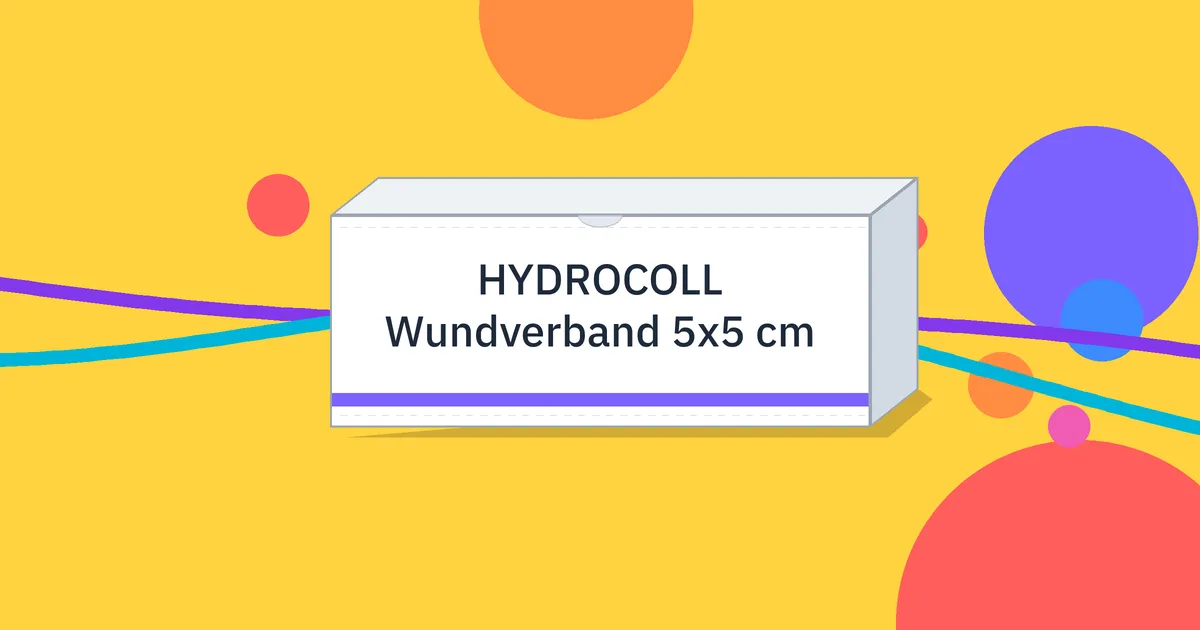 Symbolbild: Packung mit der Aufschrift HYDROCOLL Wundverband 5x5 cm (PZN 12476104) – Verfügbarkeit und Bezug in Apotheken in Frankfurt am Main