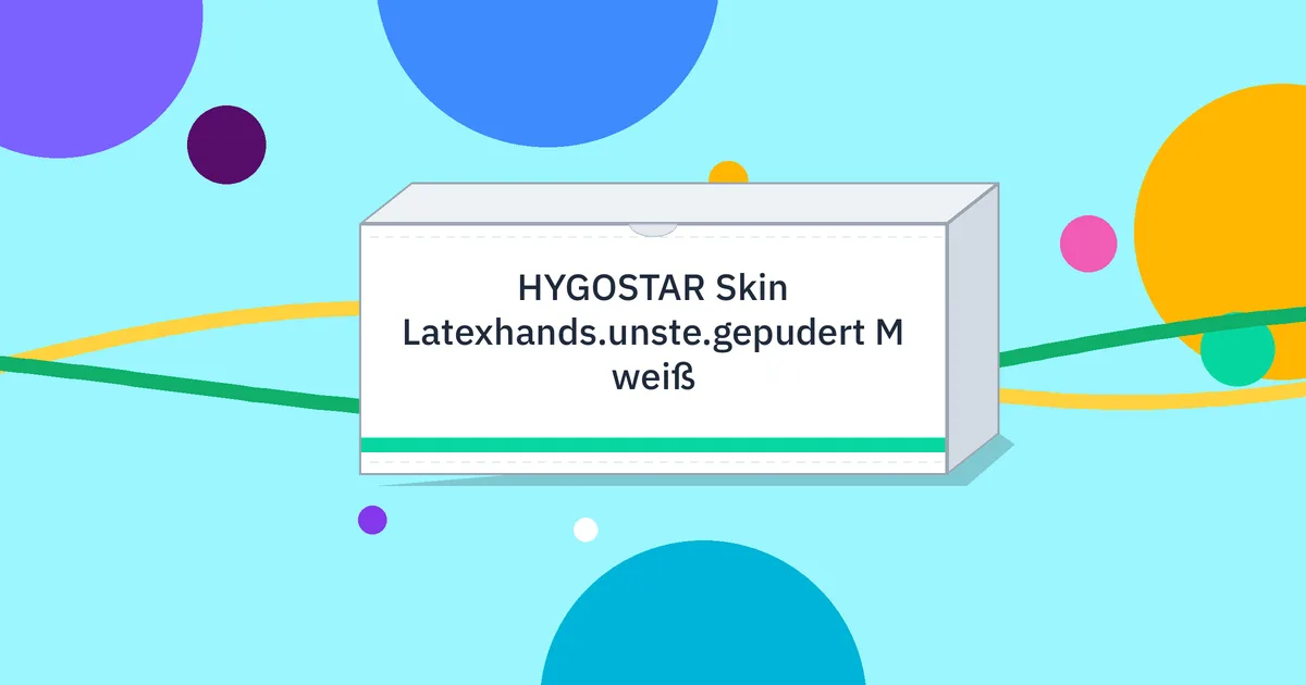 Symbolbild: Packung mit der Aufschrift HYGOSTAR Skin Latexhands.unste.gepudert M weiß (PZN 20772331) – Verfügbarkeit und Bezug in Apotheken in Frankfurt am Main