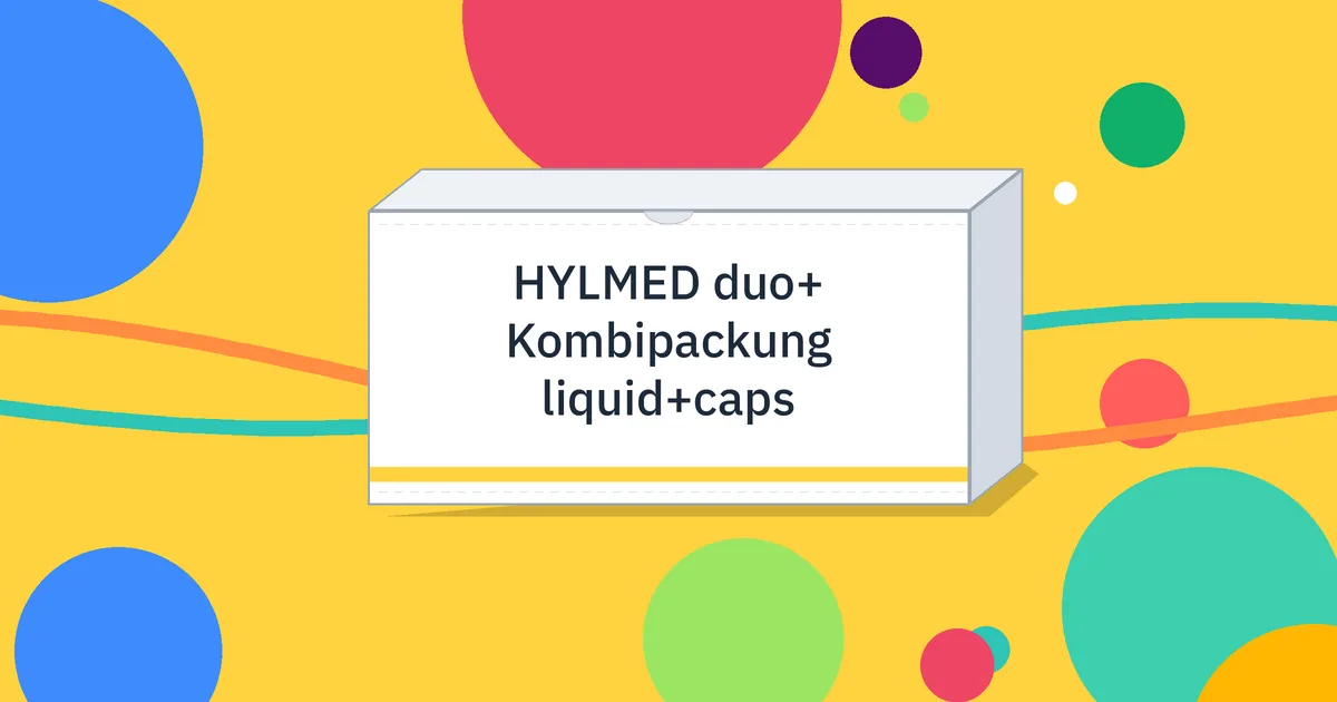Symbolbild: Packung mit der Aufschrift HYLMED duo+ Kombipackung liquid+caps (PZN 12145896) – Verfügbarkeit und Bezug in Apotheken in Frankfurt am Main