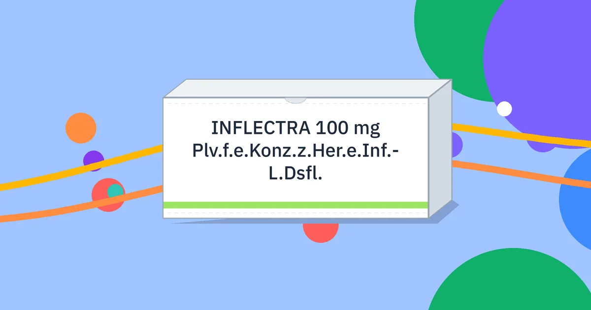 Symbolbild: Packung mit der Aufschrift INFLECTRA 100 mg Plv.f.e.Konz.z.Her.e.Inf.-L.Dsfl. (PZN 10315733) – Verfügbarkeit und Bezug in Apotheken in Frankfurt am Main