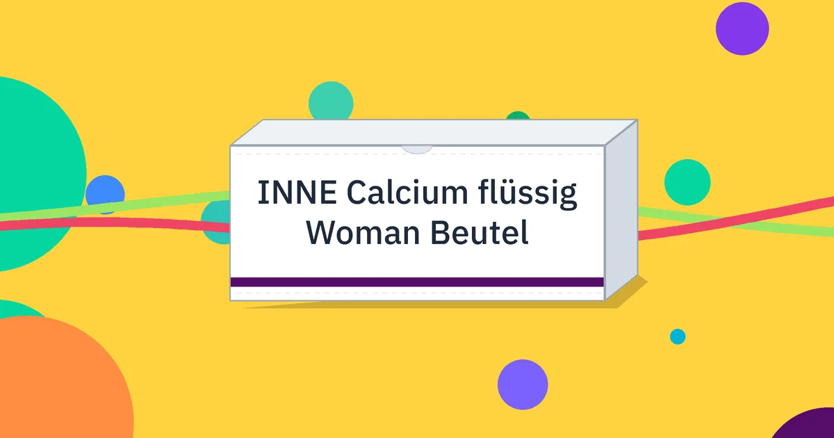 Symbolbild: Packung mit der Aufschrift INNE Calcium flüssig Woman Beutel (PZN 20332081) – Verfügbarkeit und Bezug in Apotheken in Frankfurt am Main