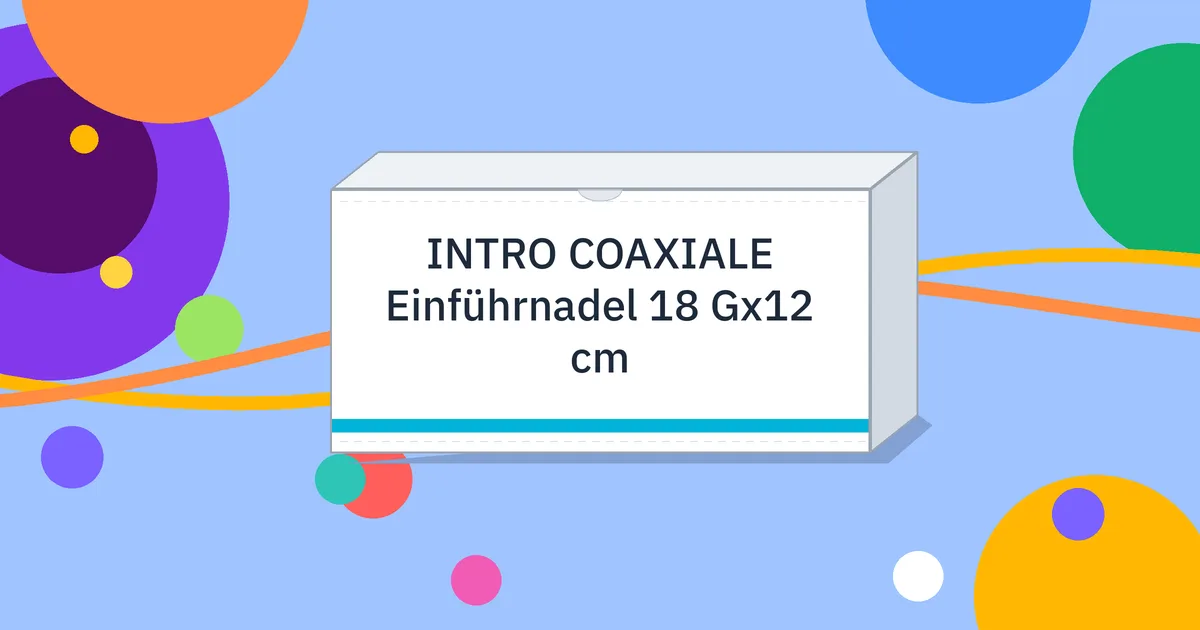 Symbolbild: Packung mit der Aufschrift INTRO COAXIALE Einführnadel 18 Gx12 cm (PZN 16918881) – Verfügbarkeit und Bezug in Apotheken in Frankfurt am Main