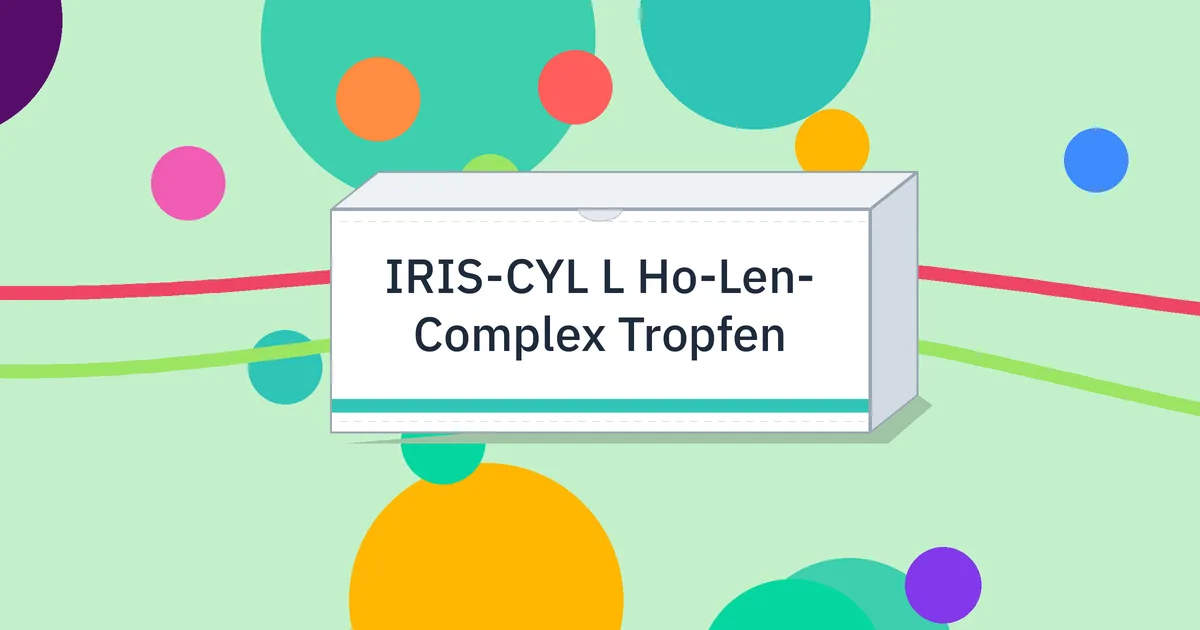 Symbolbild: Packung mit der Aufschrift IRIS-CYL L Ho-Len-Complex Tropfen (PZN 03395358) – Verfügbarkeit und Bezug in Apotheken in Frankfurt am Main