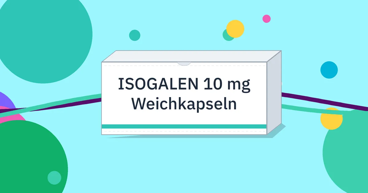Symbolbild: Packung mit der Aufschrift ISOGALEN 10 mg Weichkapseln (PZN 03507231) – Verfügbarkeit und Bezug in Apotheken in Frankfurt am Main