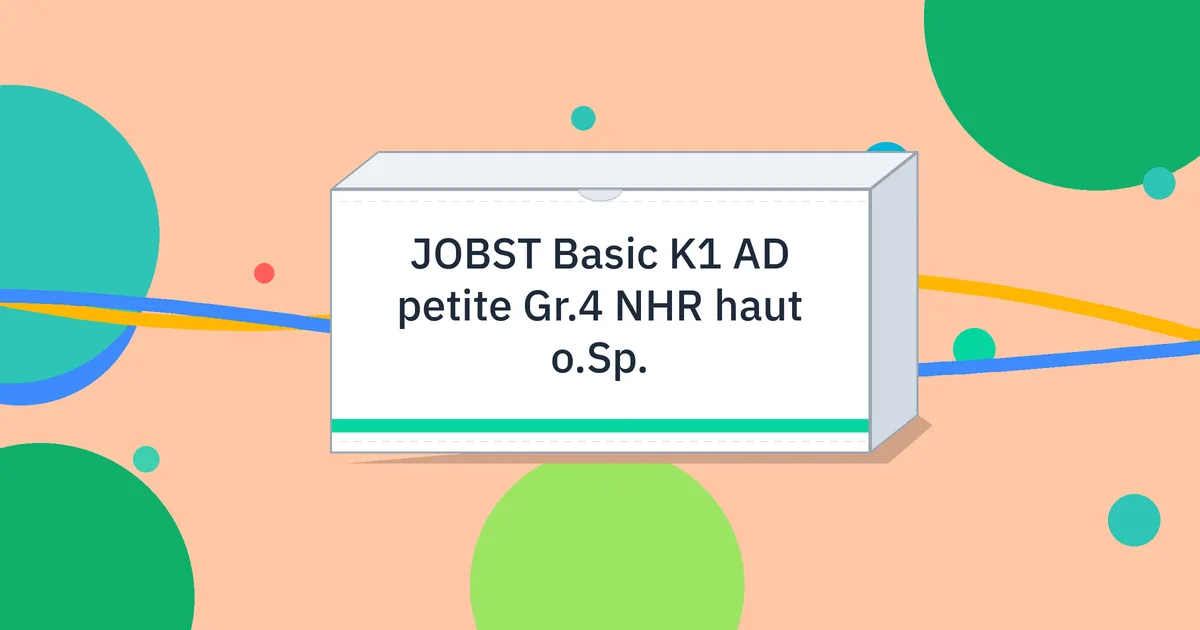 Symbolbild: Packung mit der Aufschrift JOBST Basic K1 AD petite Gr.4 NHR haut o.Sp. (PZN 15312917) – Verfügbarkeit und Bezug in Apotheken in Frankfurt am Main