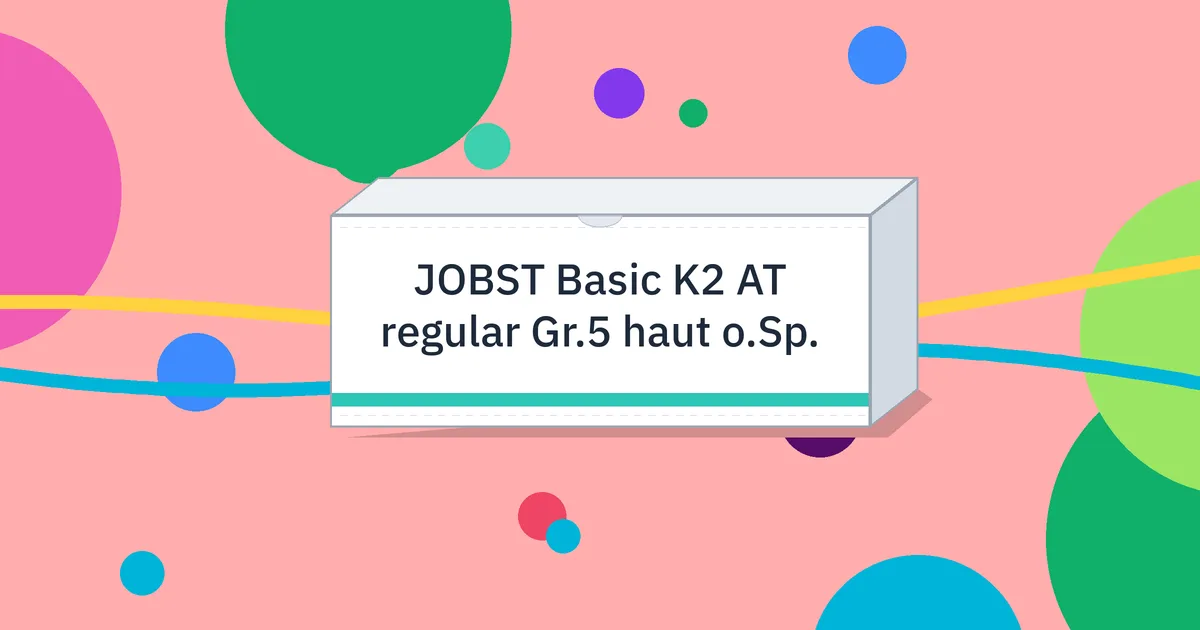 Symbolbild: Packung mit der Aufschrift JOBST Basic K2 AT regular Gr.5 haut o.Sp. (PZN 11249760) – Verfügbarkeit und Bezug in Apotheken in Frankfurt am Main