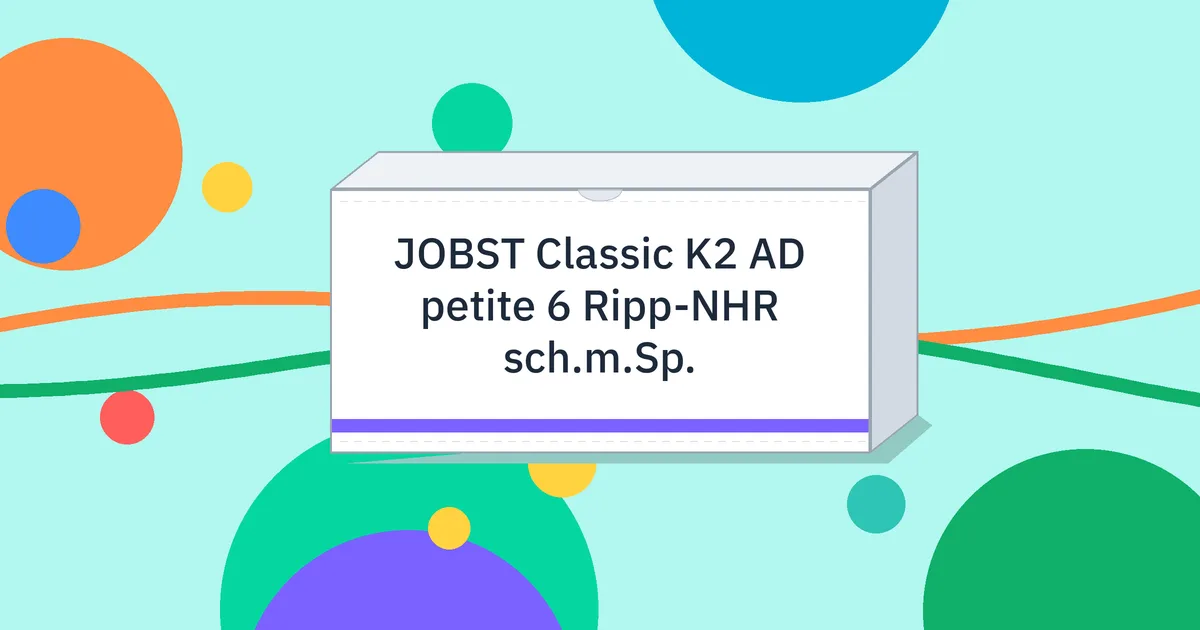 Symbolbild: Packung mit der Aufschrift JOBST Classic K2 AD petite 6 Ripp-NHR sch.m.Sp. (PZN 13061061) – Verfügbarkeit und Bezug in Apotheken in Frankfurt am Main