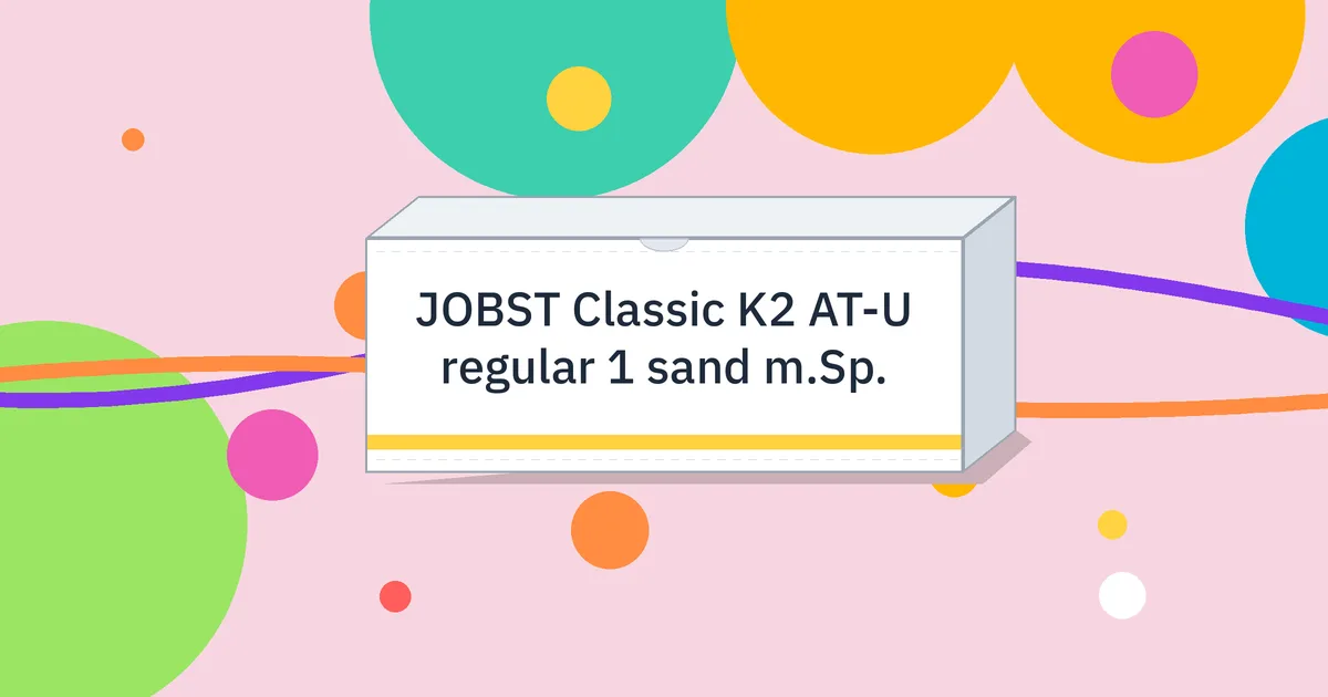 Symbolbild: Packung mit der Aufschrift JOBST Classic K2 AT-U regular 1 sand m.Sp. (PZN 13069298) – Verfügbarkeit und Bezug in Apotheken in Frankfurt am Main