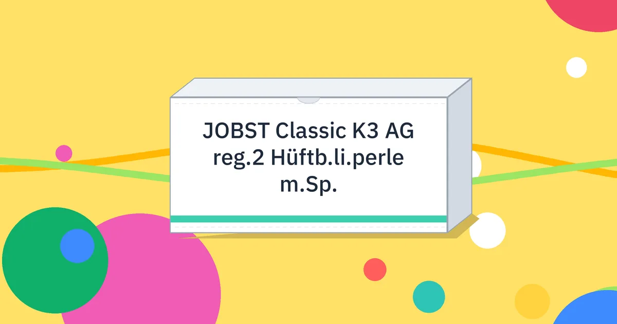 Symbolbild: Packung mit der Aufschrift JOBST Classic K3 AG reg.2 Hüftb.li.perle m.Sp. (PZN 13075301) – Verfügbarkeit und Bezug in Apotheken in Frankfurt am Main