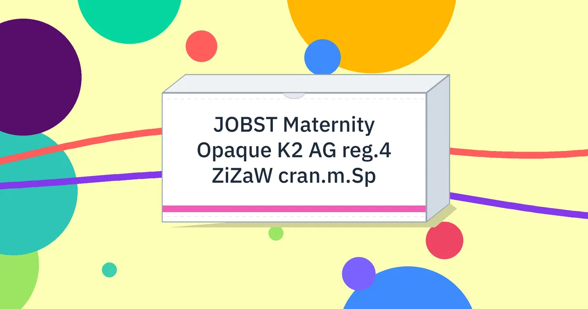 Symbolbild: Packung mit der Aufschrift JOBST Maternity Opaque K2 AG reg.4 ZiZaW cran.m.Sp (PZN 15858332) – Verfügbarkeit und Bezug in Apotheken in Frankfurt am Main