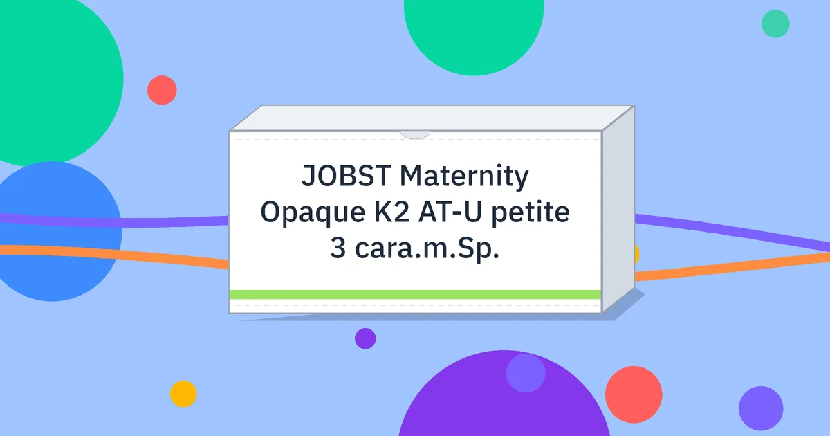 Symbolbild: Packung mit der Aufschrift JOBST Maternity Opaque K2 AT-U petite 3 cara.m.Sp. (PZN 15851867) – Verfügbarkeit und Bezug in Apotheken in Frankfurt am Main