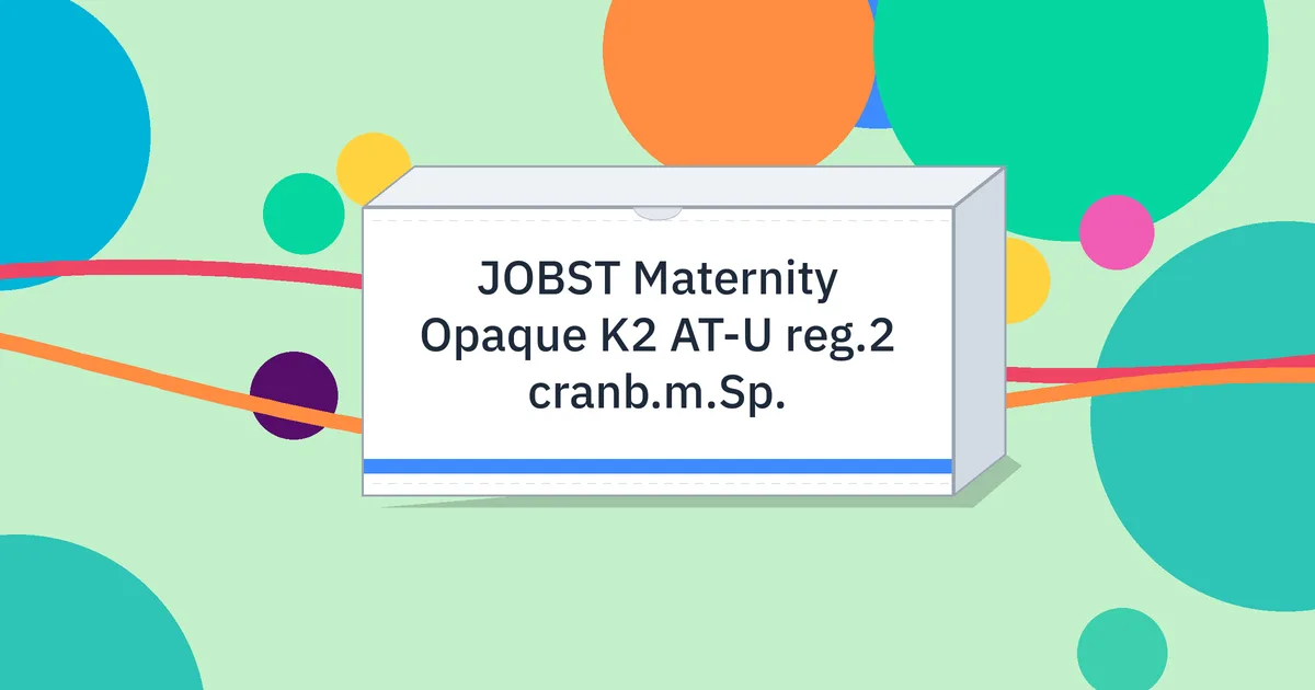 Symbolbild: Packung mit der Aufschrift JOBST Maternity Opaque K2 AT-U reg.2 cranb.m.Sp. (PZN 15858674) – Verfügbarkeit und Bezug in Apotheken in Frankfurt am Main