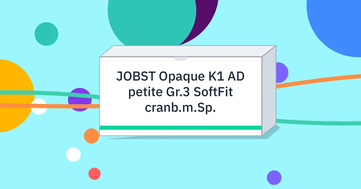 Symbolbild: Packung mit der Aufschrift JOBST Opaque K1 AD petite Gr.3 SoftFit cranb.m.Sp. (PZN 13079368) – Verfügbarkeit und Bezug in Apotheken in Frankfurt am Main