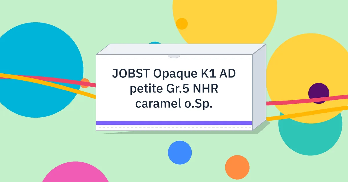 Symbolbild: Packung mit der Aufschrift JOBST Opaque K1 AD petite Gr.5 NHR caramel o.Sp. (PZN 13160248) – Verfügbarkeit und Bezug in Apotheken in Frankfurt am Main