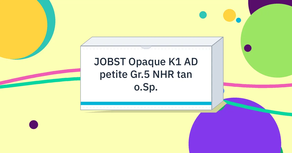 Symbolbild: Packung mit der Aufschrift JOBST Opaque K1 AD petite Gr.5 NHR tan o.Sp. (PZN 16264161) – Verfügbarkeit und Bezug in Apotheken in Frankfurt am Main