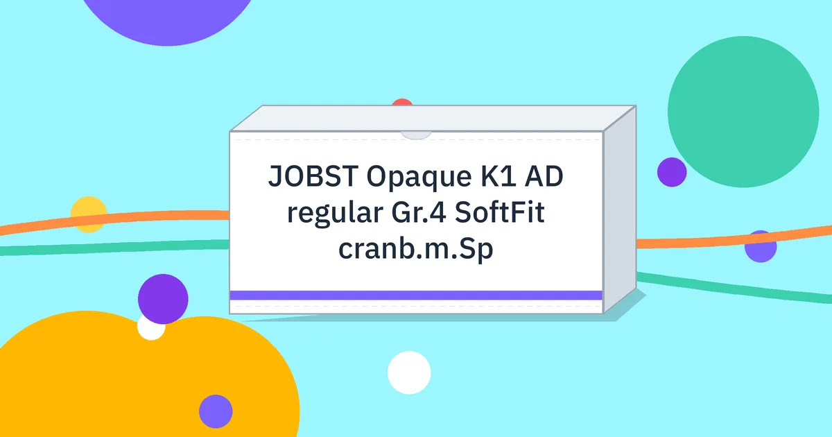 Symbolbild: Packung mit der Aufschrift JOBST Opaque K1 AD regular Gr.4 SoftFit cranb.m.Sp (PZN 13081773) – Verfügbarkeit und Bezug in Apotheken in Frankfurt am Main