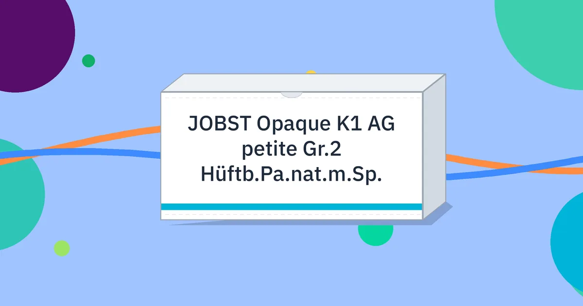 Symbolbild: Packung mit der Aufschrift JOBST Opaque K1 AG petite Gr.2 Hüftb.Pa.nat.m.Sp. (PZN 13098408) – Verfügbarkeit und Bezug in Apotheken in Frankfurt am Main