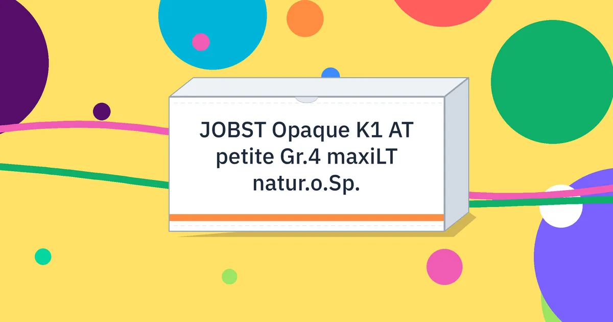 Symbolbild: Packung mit der Aufschrift JOBST Opaque K1 AT petite Gr.4 maxiLT natur.o.Sp. (PZN 13103285) – Verfügbarkeit und Bezug in Apotheken in Frankfurt am Main