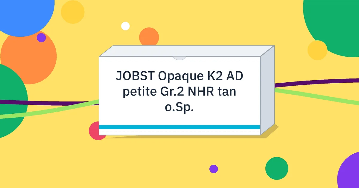 Symbolbild: Packung mit der Aufschrift JOBST Opaque K2 AD petite Gr.2 NHR tan o.Sp. (PZN 16278890) – Verfügbarkeit und Bezug in Apotheken in Frankfurt am Main