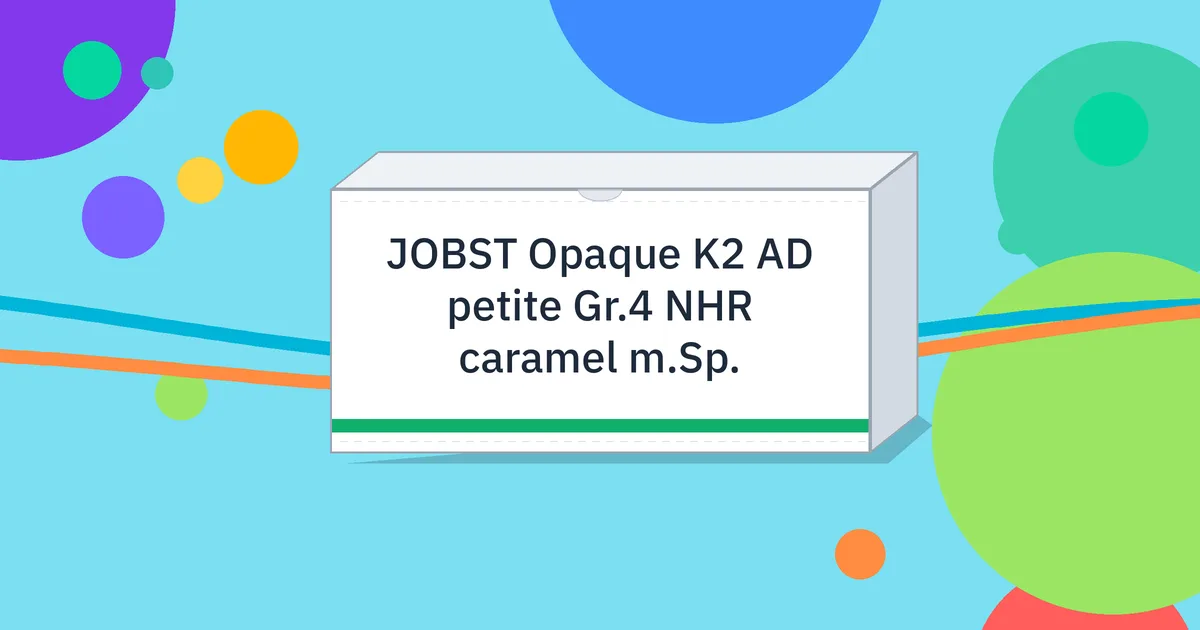 Symbolbild: Packung mit der Aufschrift JOBST Opaque K2 AD petite Gr.4 NHR caramel m.Sp. (PZN 13108845) – Verfügbarkeit und Bezug in Apotheken in Frankfurt am Main