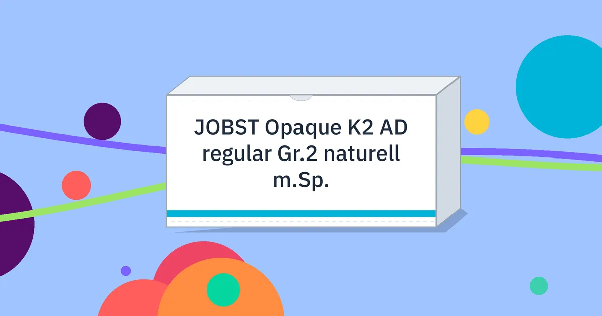 Symbolbild: Packung mit der Aufschrift JOBST Opaque K2 AD regular Gr.2 naturell m.Sp. (PZN 10722680) – Verfügbarkeit und Bezug in Apotheken in Frankfurt am Main