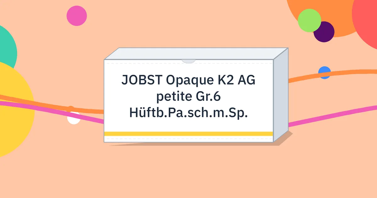 Symbolbild: Packung mit der Aufschrift JOBST Opaque K2 AG petite Gr.6 Hüftb.Pa.sch.m.Sp. (PZN 13114509) – Verfügbarkeit und Bezug in Apotheken in Frankfurt am Main