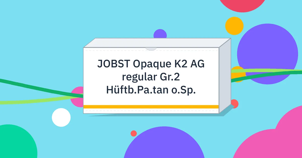 Symbolbild: Packung mit der Aufschrift JOBST Opaque K2 AG regular Gr.2 Hüftb.Pa.tan o.Sp. (PZN 16287050) – Verfügbarkeit und Bezug in Apotheken in Frankfurt am Main