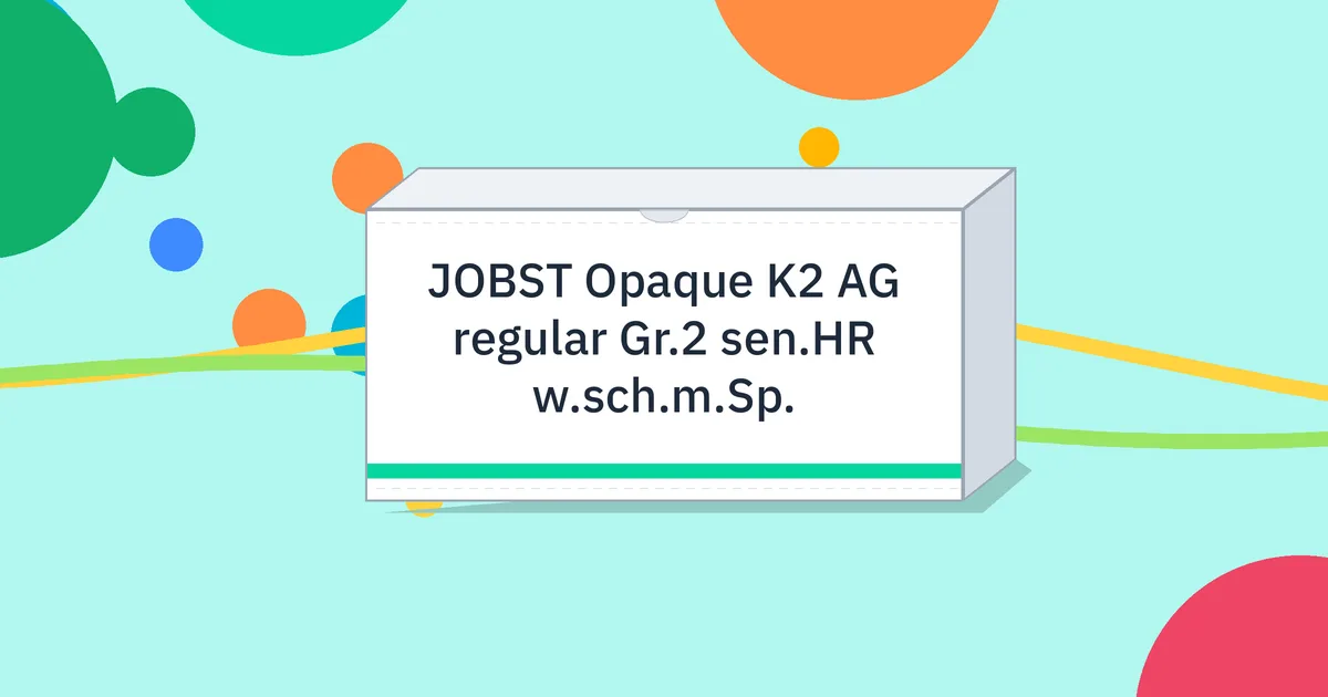 Symbolbild: Packung mit der Aufschrift JOBST Opaque K2 AG regular Gr.2 sen.HR w.sch.m.Sp. (PZN 11254620) – Verfügbarkeit und Bezug in Apotheken in Frankfurt am Main