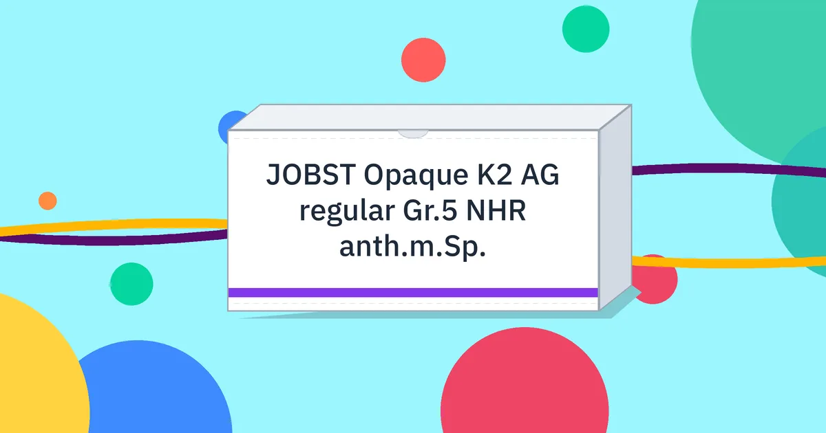 Symbolbild: Packung mit der Aufschrift JOBST Opaque K2 AG regular Gr.5 NHR anth.m.Sp. (PZN 16279671) – Verfügbarkeit und Bezug in Apotheken in Frankfurt am Main