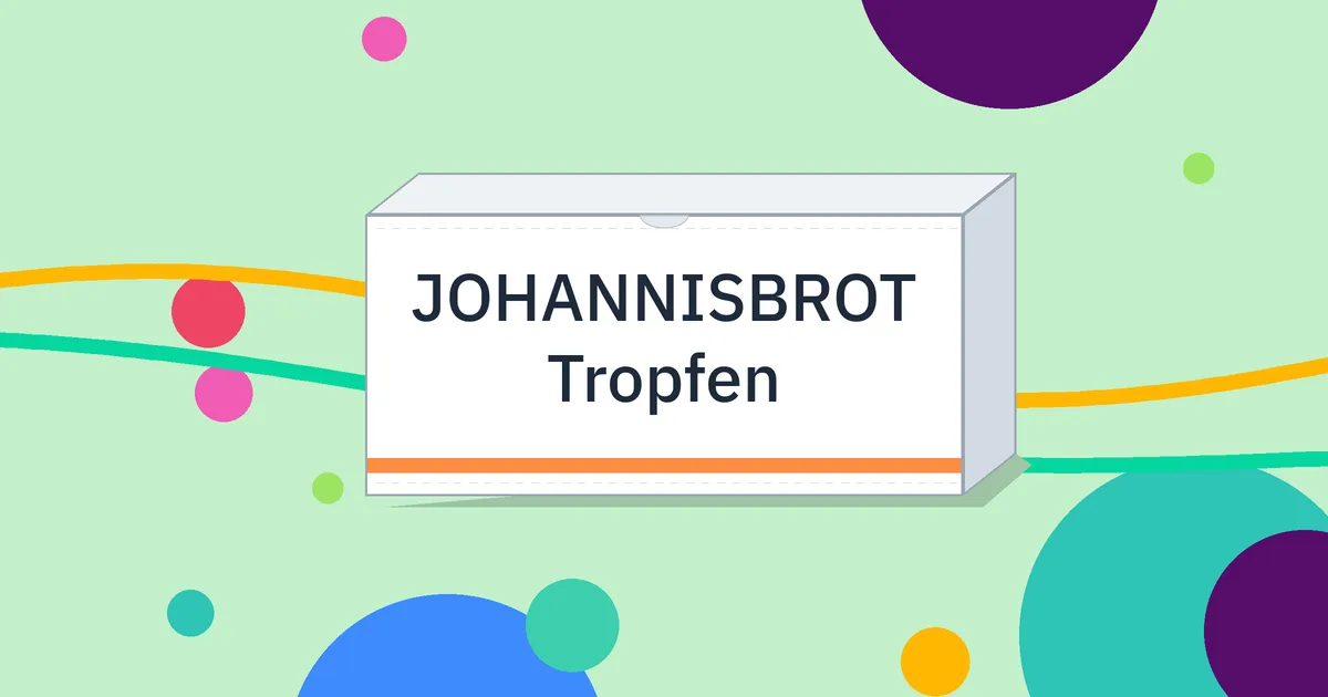 Symbolbild: Packung mit der Aufschrift JOHANNISBROT Tropfen (PZN 17555245) – Verfügbarkeit und Bezug in Apotheken in Frankfurt am Main