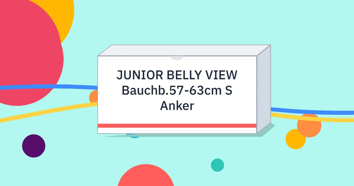 Symbolbild: Packung mit der Aufschrift JUNIOR BELLY VIEW Bauchb.57-63cm S Anker (PZN 16537742) – Verfügbarkeit und Bezug in Apotheken in Frankfurt am Main