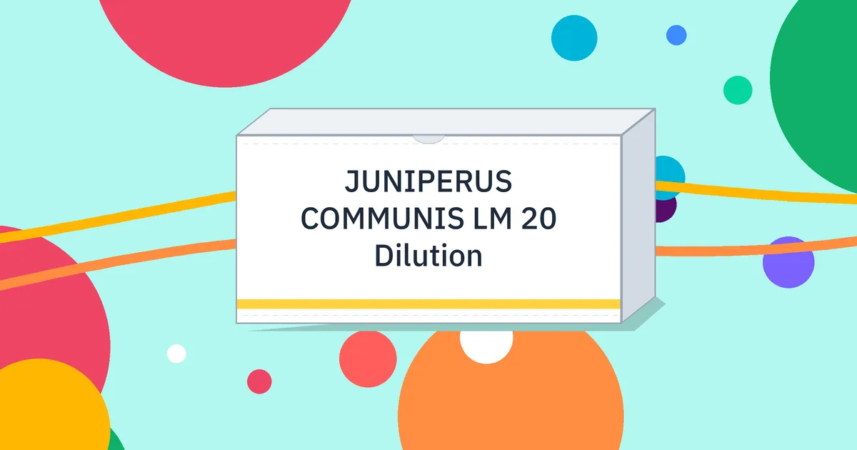Symbolbild: Packung mit der Aufschrift JUNIPERUS COMMUNIS LM 20 Dilution (PZN 13564721) – Verfügbarkeit und Bezug in Apotheken in Frankfurt am Main