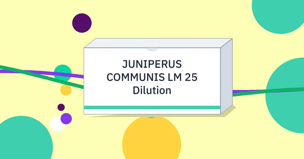 Symbolbild: Packung mit der Aufschrift JUNIPERUS COMMUNIS LM 25 Dilution (PZN 13564796) – Verfügbarkeit und Bezug in Apotheken in Frankfurt am Main