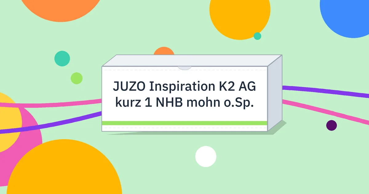 Symbolbild: Packung mit der Aufschrift JUZO Inspiration K2 AG kurz 1 NHB mohn o.Sp. (PZN 14920170) – Verfügbarkeit und Bezug in Apotheken in Frankfurt am Main