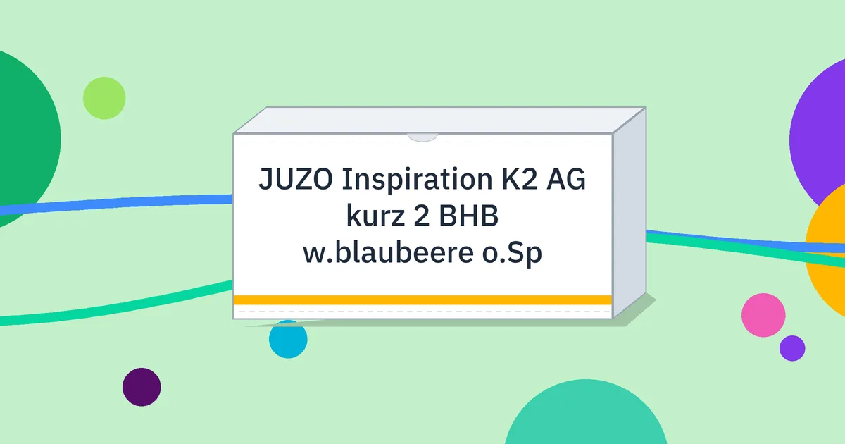 Symbolbild: Packung mit der Aufschrift JUZO Inspiration K2 AG kurz 2 BHB w.blaubeere o.Sp (PZN 14850736) – Verfügbarkeit und Bezug in Apotheken in Frankfurt am Main