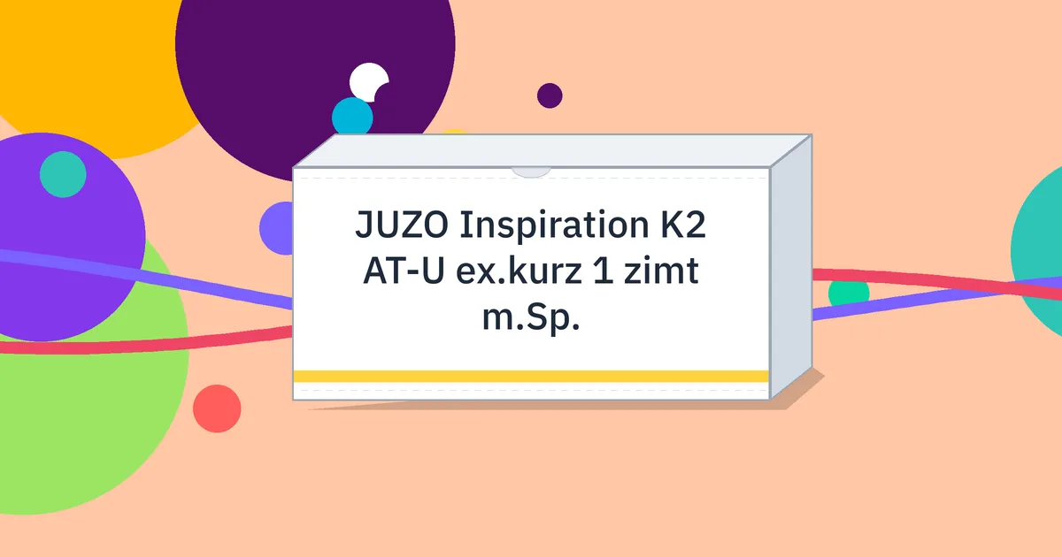 Symbolbild: Packung mit der Aufschrift JUZO Inspiration K2 AT-U ex.kurz 1 zimt m.Sp. (PZN 14929840) – Verfügbarkeit und Bezug in Apotheken in Frankfurt am Main