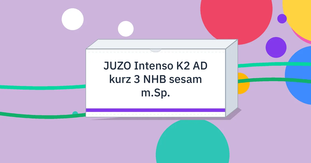Symbolbild: Packung mit der Aufschrift JUZO Intenso K2 AD kurz 3 NHB sesam m.Sp. (PZN 18610940) – Verfügbarkeit und Bezug in Apotheken in Frankfurt am Main