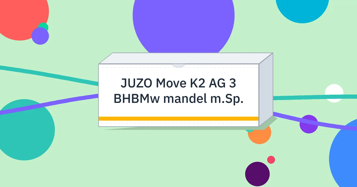 Symbolbild: Packung mit der Aufschrift JUZO Move K2 AG 3 BHBMw mandel m.Sp. (PZN 16649814) – Verfügbarkeit und Bezug in Apotheken in Frankfurt am Main