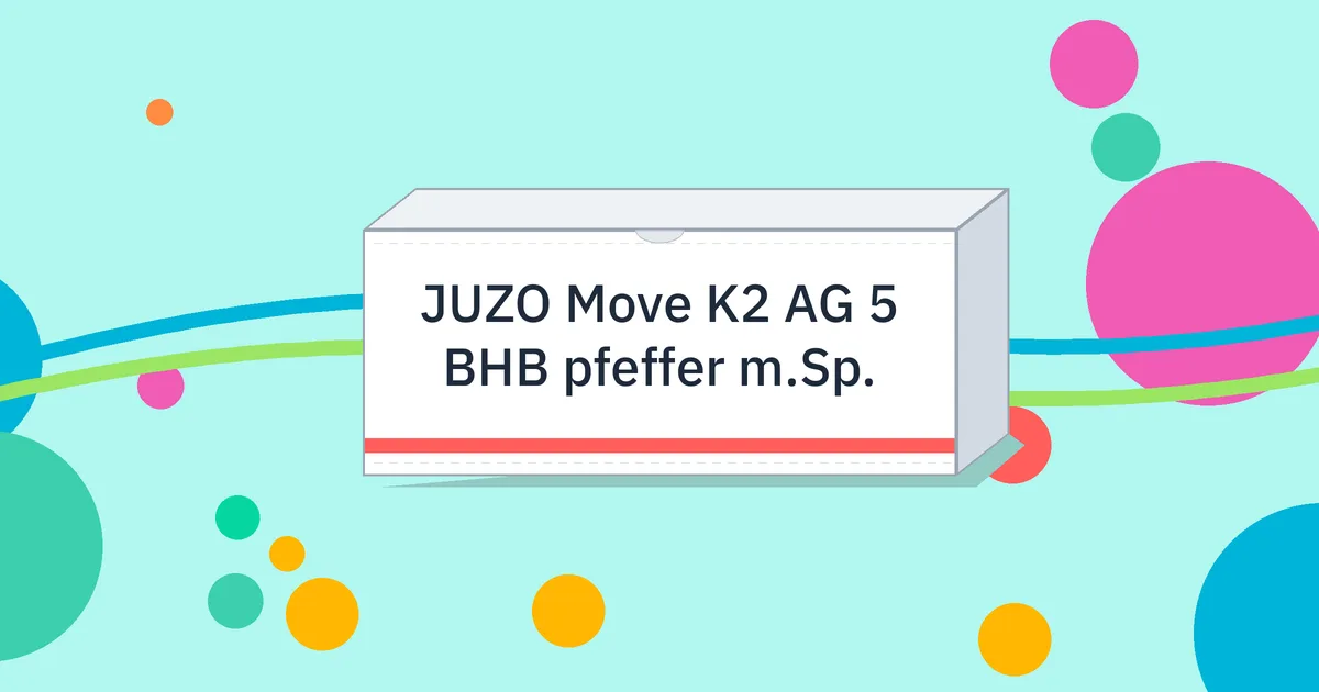 Symbolbild: Packung mit der Aufschrift JUZO Move K2 AG 5 BHB pfeffer m.Sp. (PZN 16637745) – Verfügbarkeit und Bezug in Apotheken in Frankfurt am Main